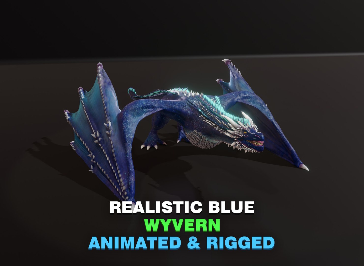 Realistic Blue Wyvern Animated Game-ready Low-poly 3D Model 3D Model ...
