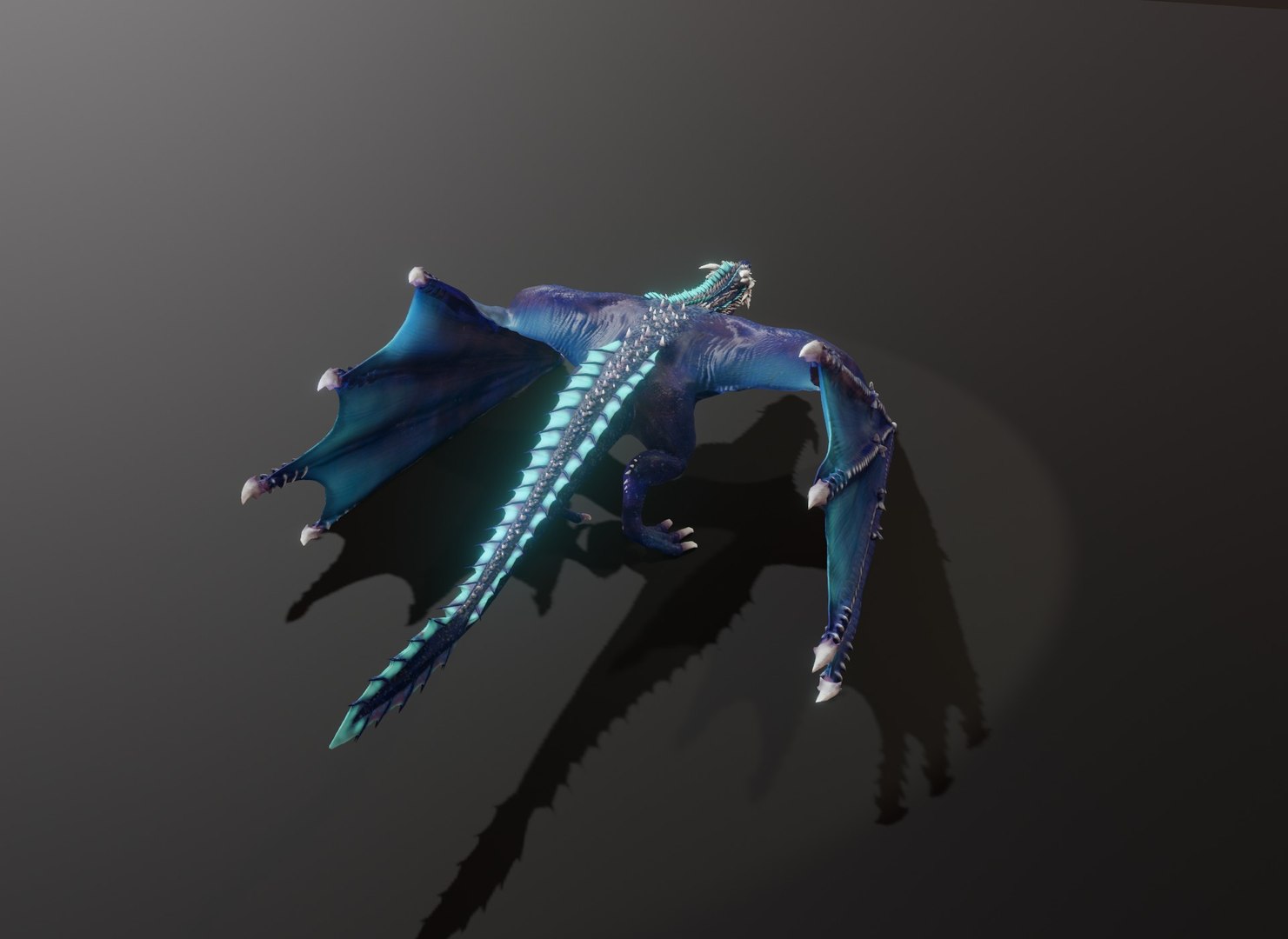 Realistic Blue Wyvern Animated Game-ready Low-poly 3D Model 3D Model ...