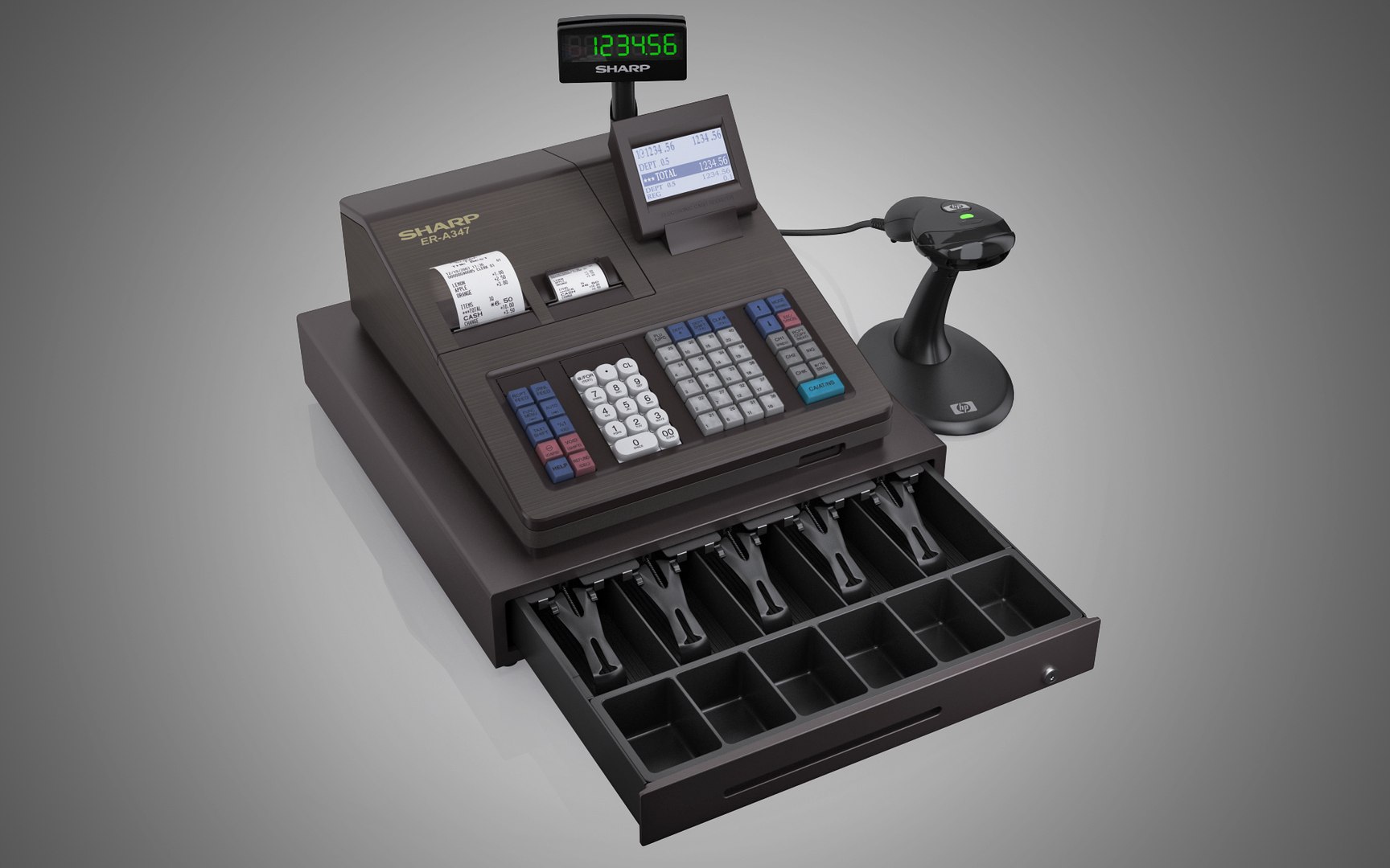 3d model cash register sharp er-a347