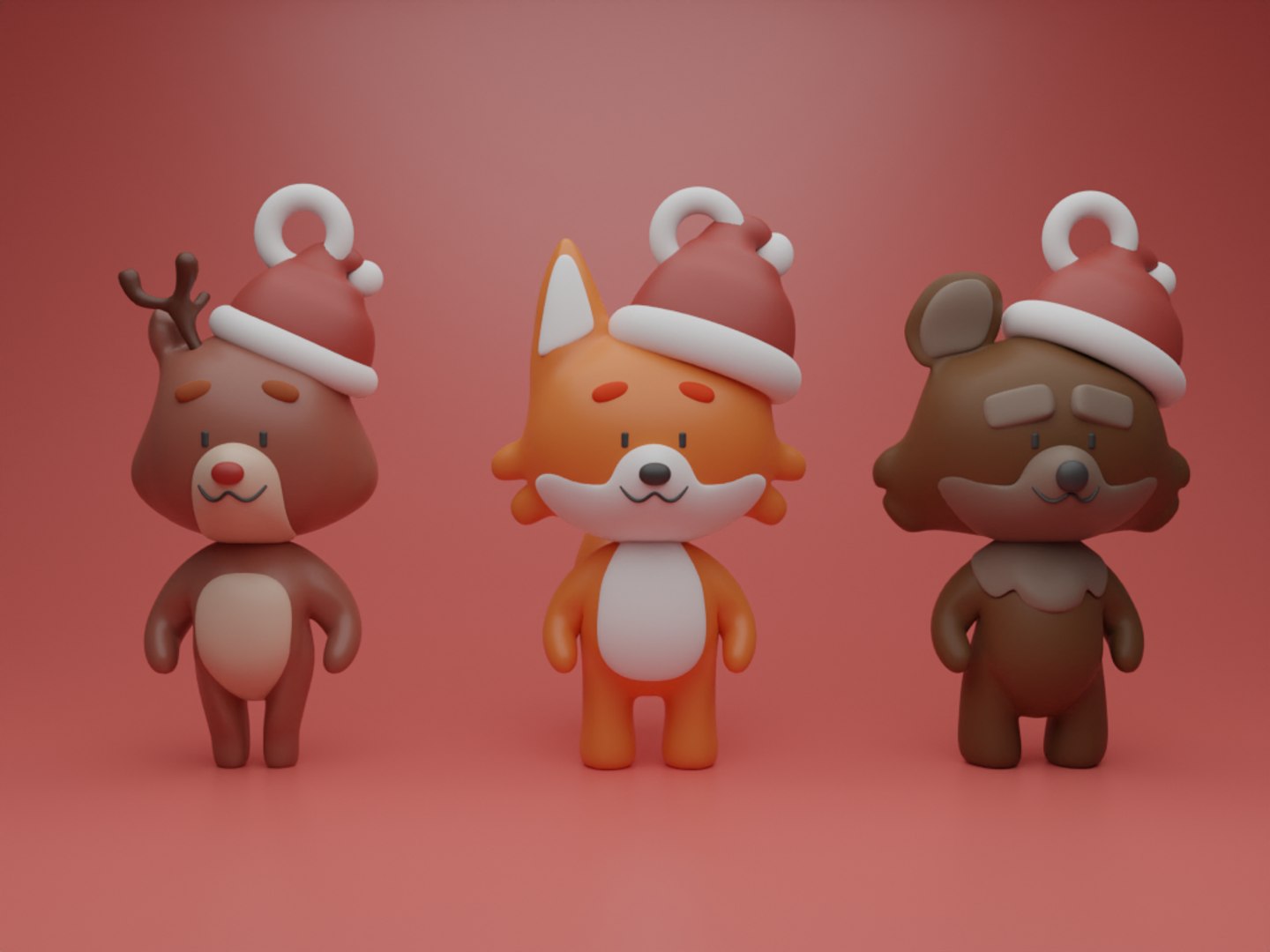 3D Model 3 Cute Chritsmas Characters - TurboSquid 1998146
