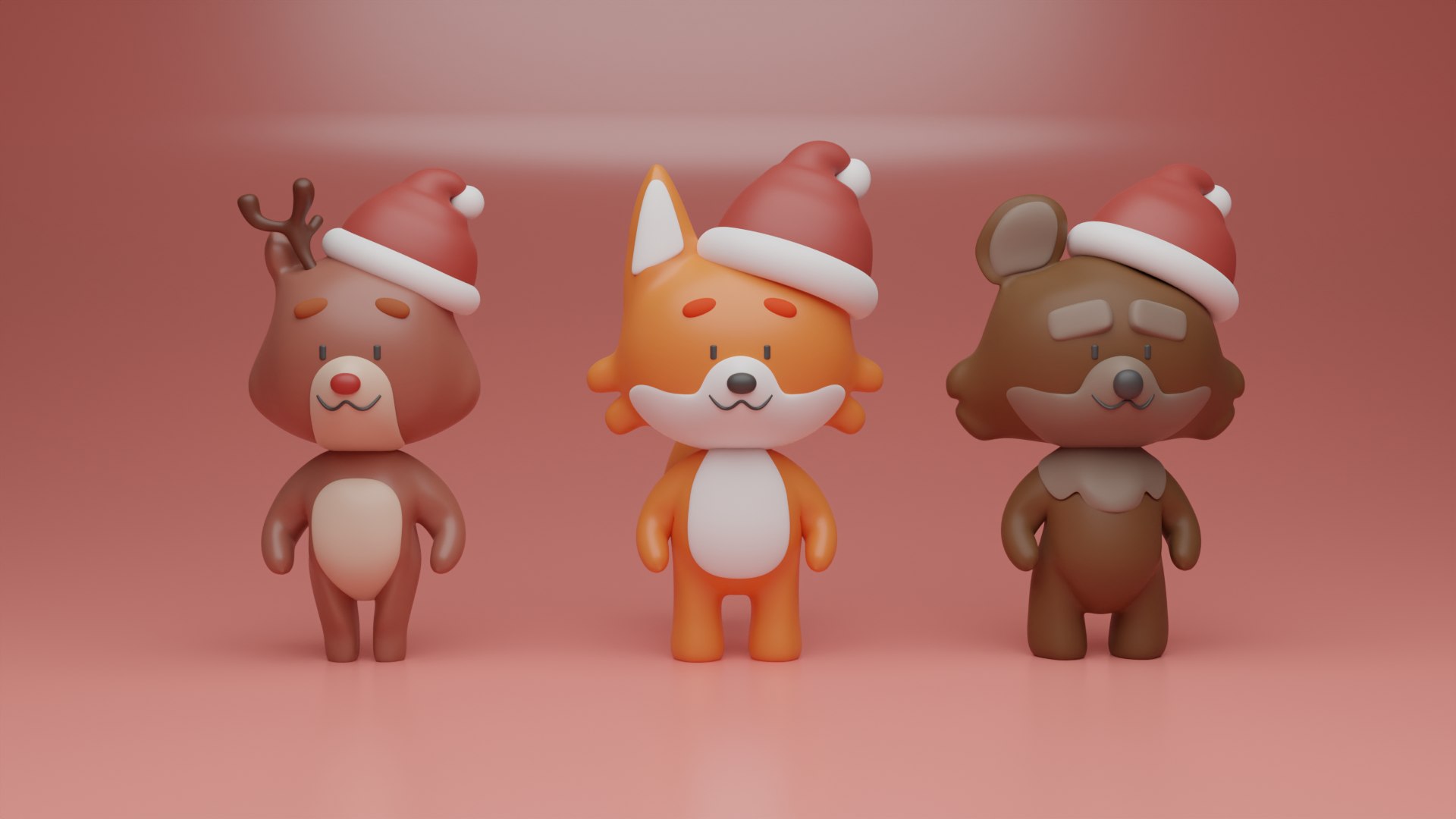 3D Model 3 Cute Chritsmas Characters - TurboSquid 1998146
