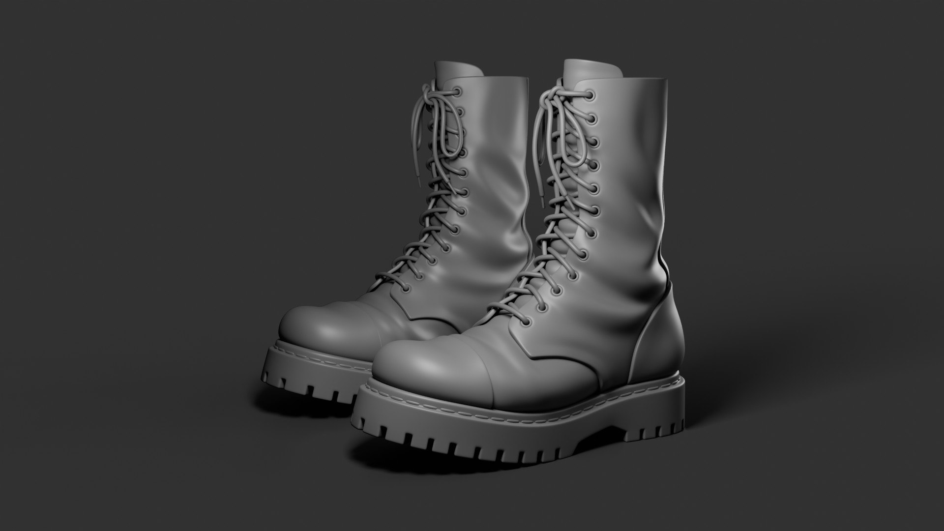 3D Lace Up Boots No Textures Model - TurboSquid 2428271