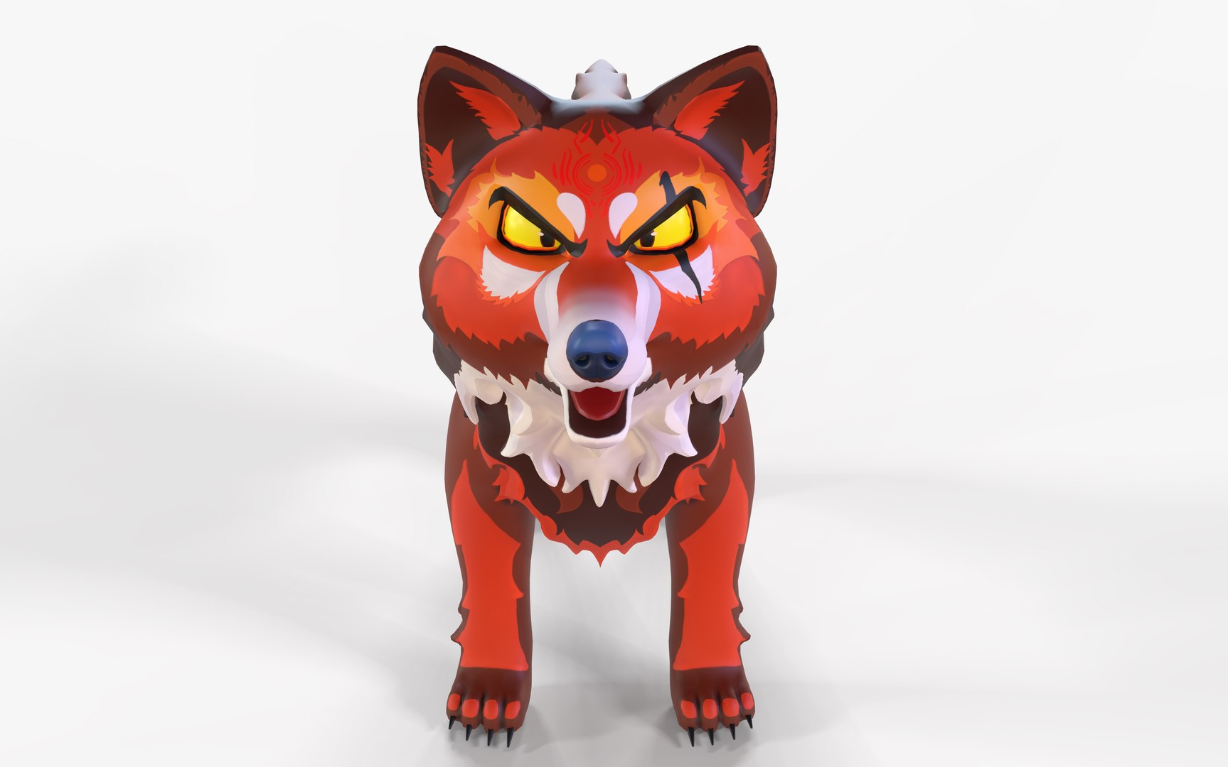 Mystic DOG Azure Kitsune Warrior Fox 3D Model Stylised Cartoon ...