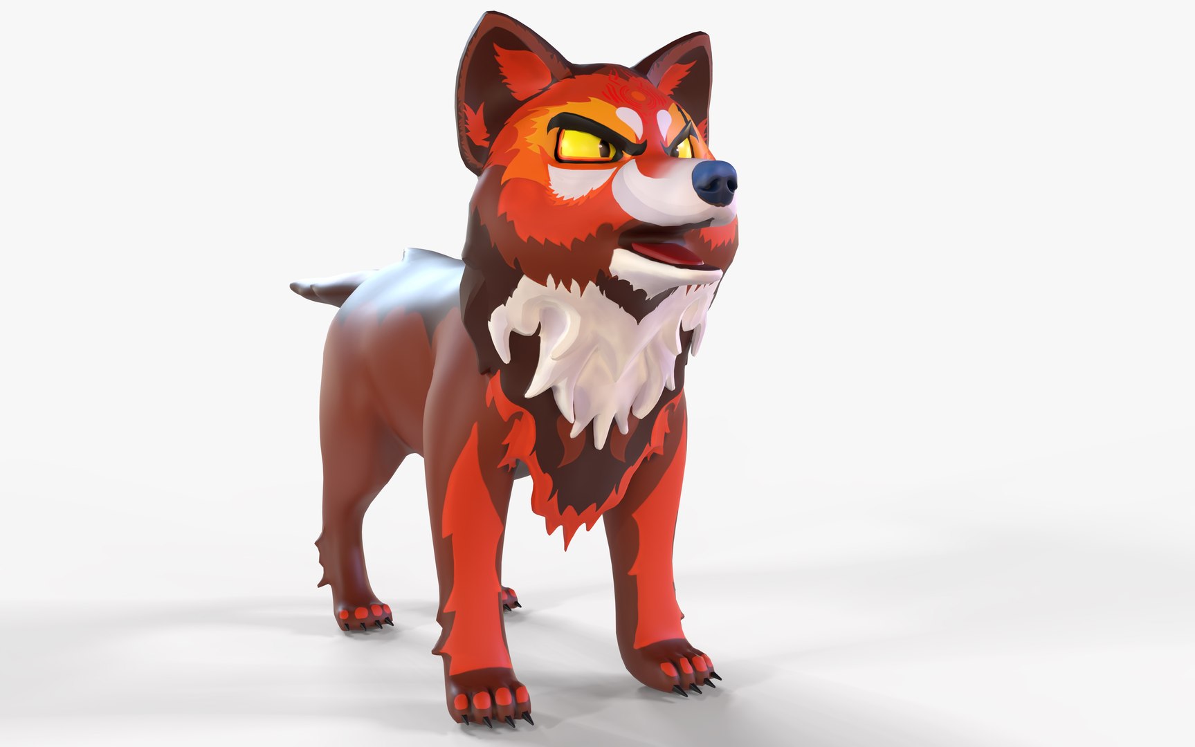 Mystic DOG Azure Kitsune Warrior Fox 3D Model Stylised Cartoon ...