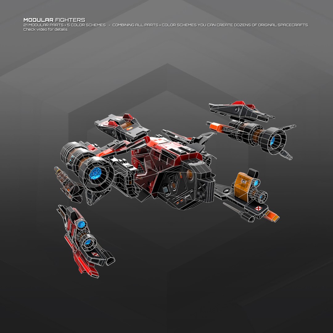 3D modular sf fighters model - TurboSquid 1364971