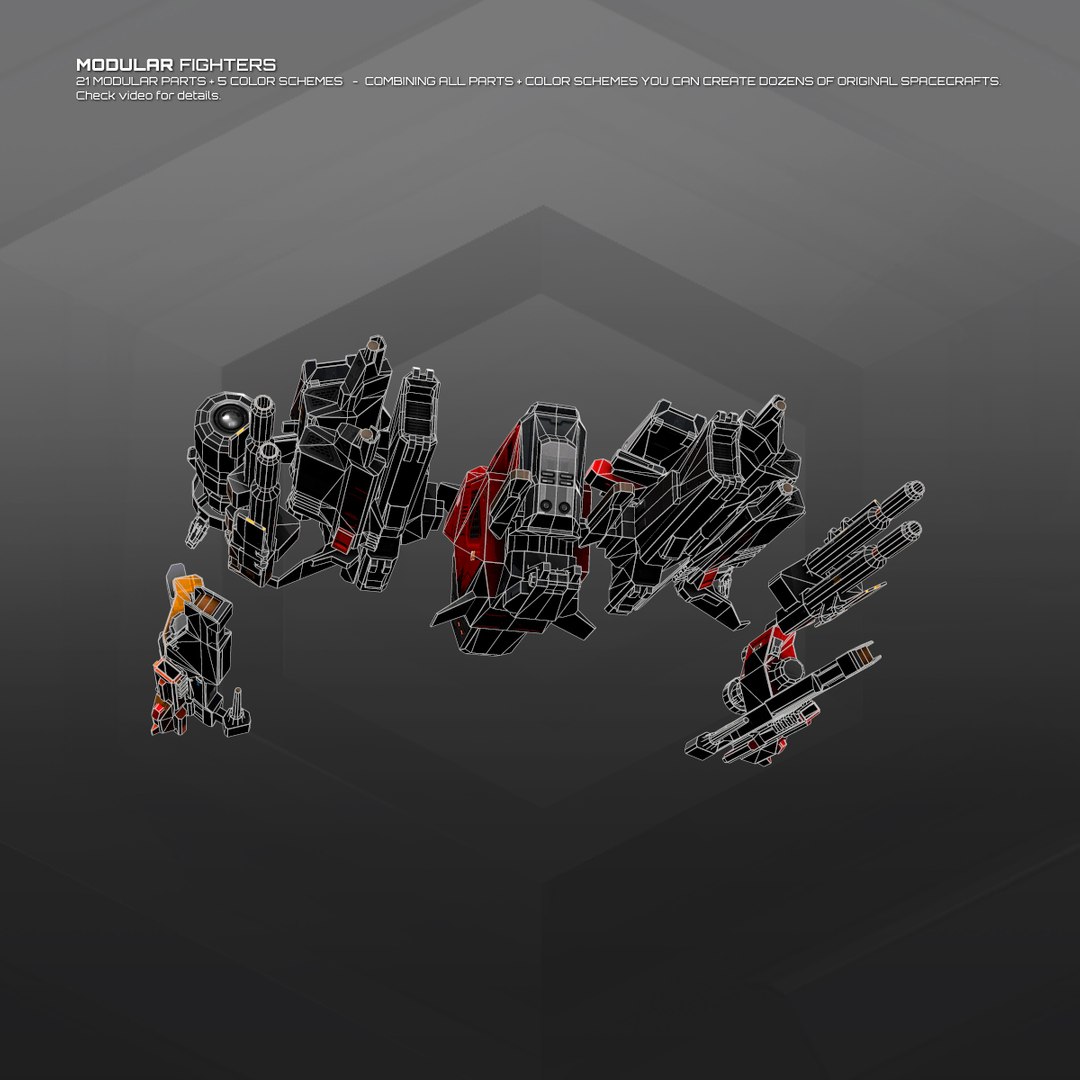 3D modular sf fighters model - TurboSquid 1364971