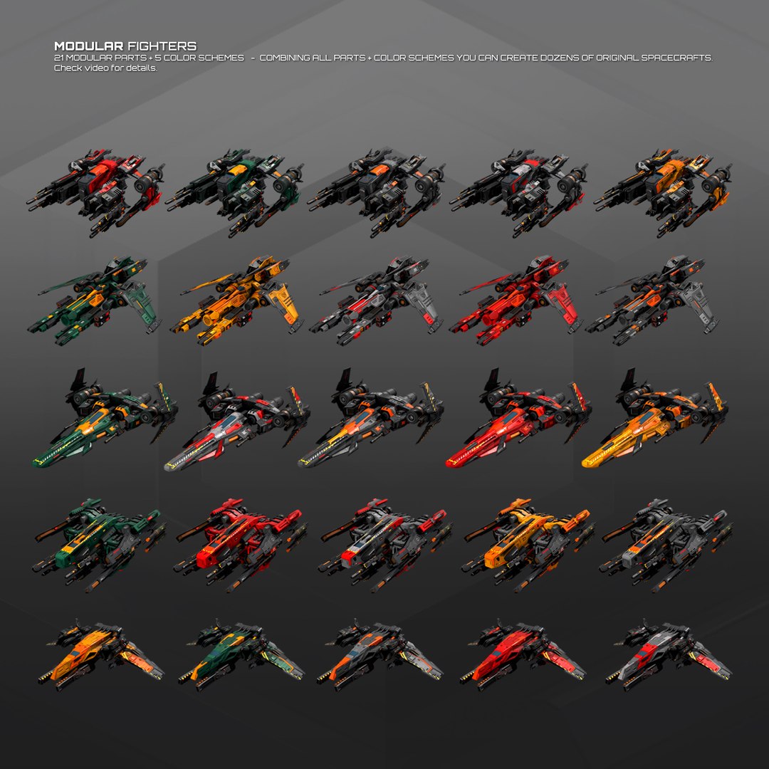 3D modular sf fighters model - TurboSquid 1364971
