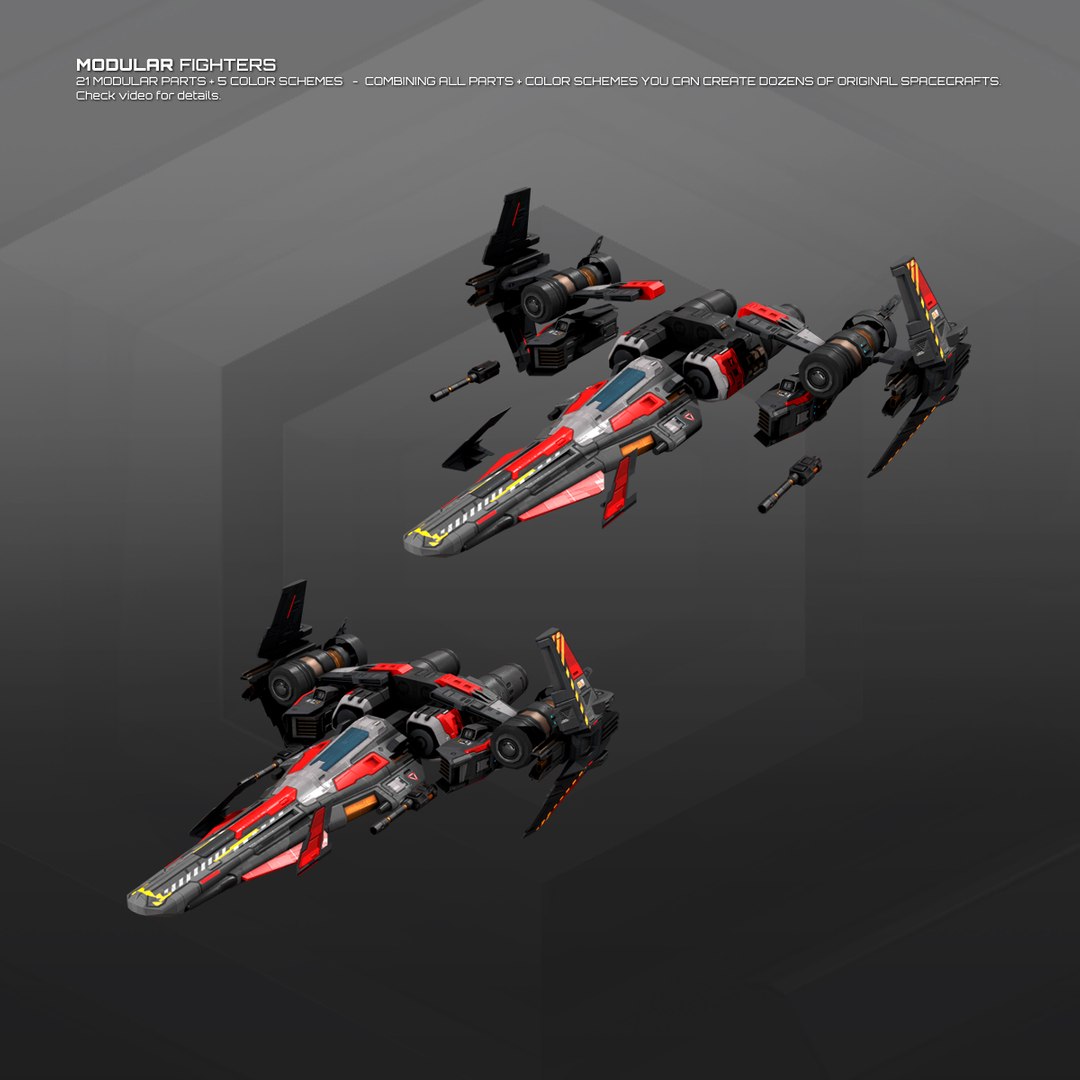 3D modular sf fighters model - TurboSquid 1364971