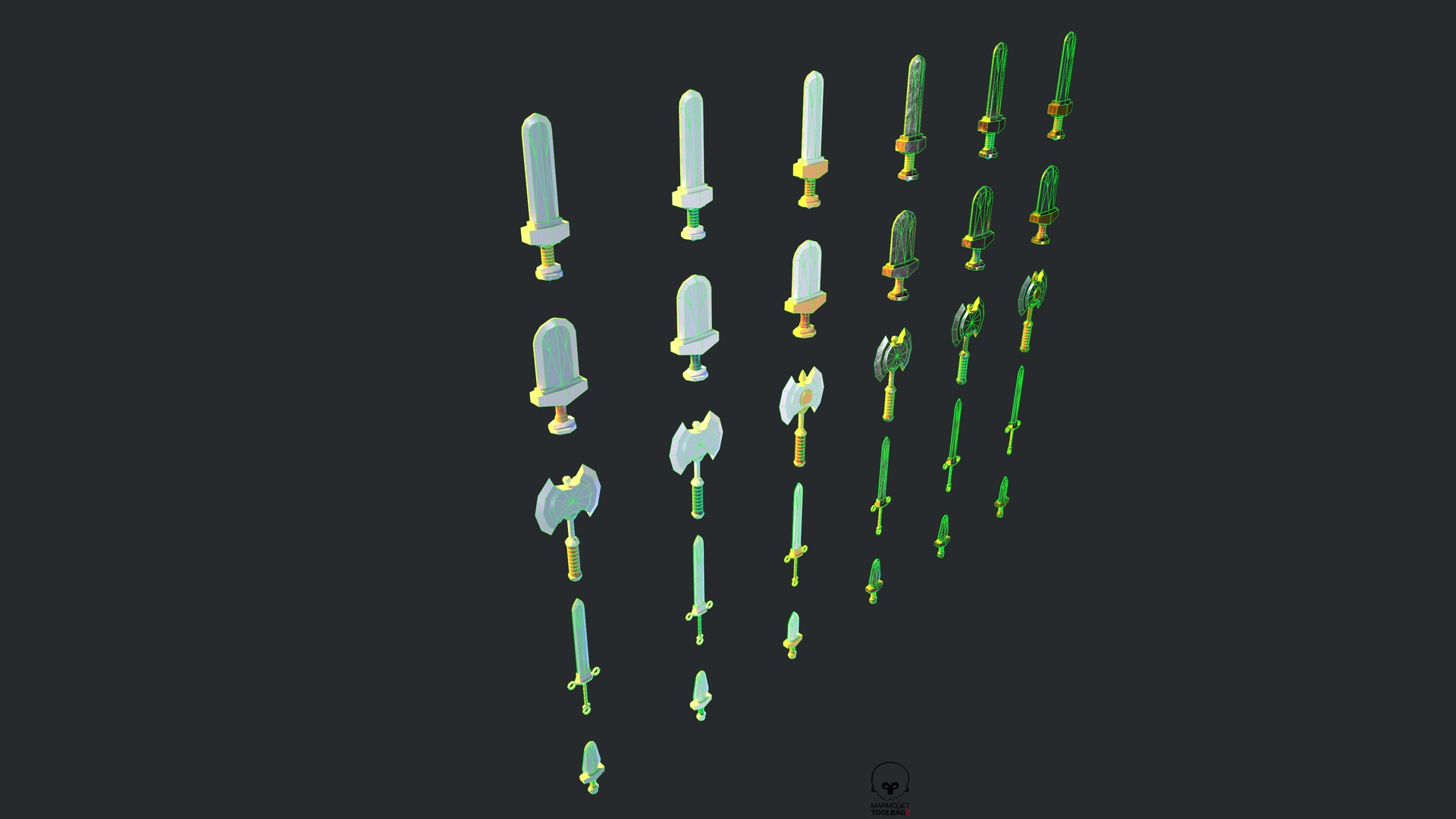 3D Cartoon Medieval melee weapons ultimate pack for games kit Low-poly ...