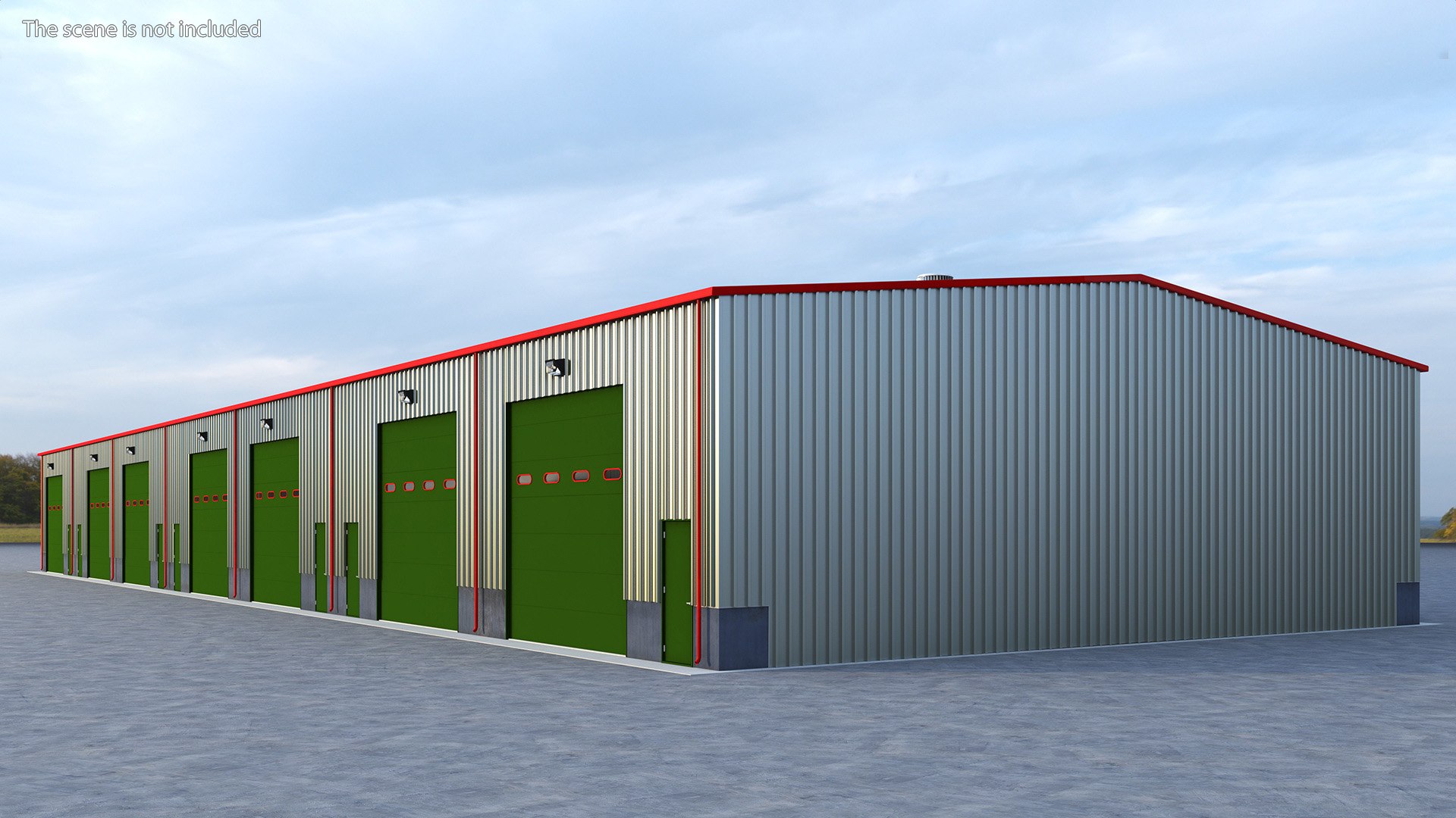 Industrial Warehouse Building Green Model - TurboSquid 2211416