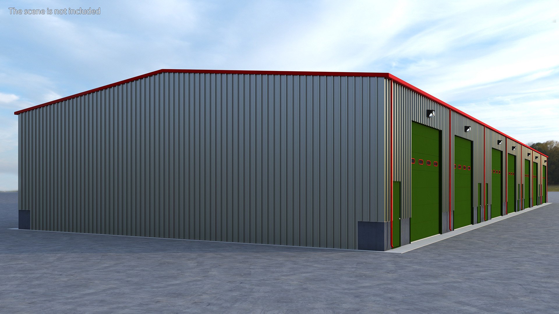Industrial Warehouse Building Green Model - TurboSquid 2211416