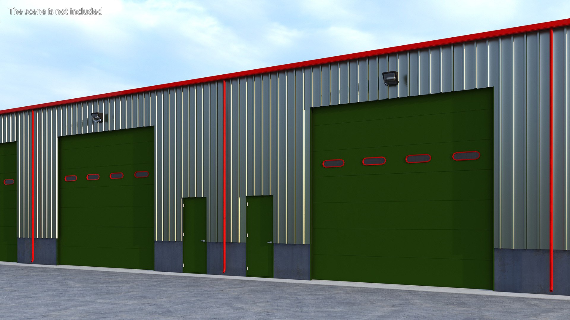Industrial Warehouse Building Green Model - TurboSquid 2211416