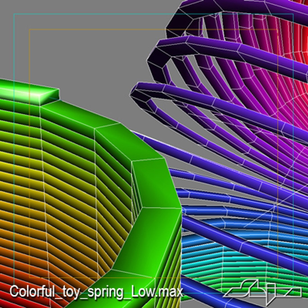 3ds max colorful toy spring