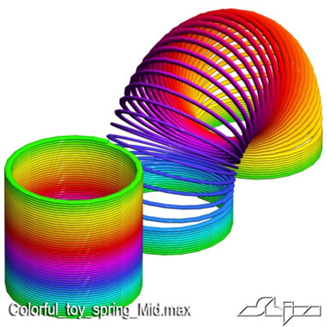 3ds max colorful toy spring