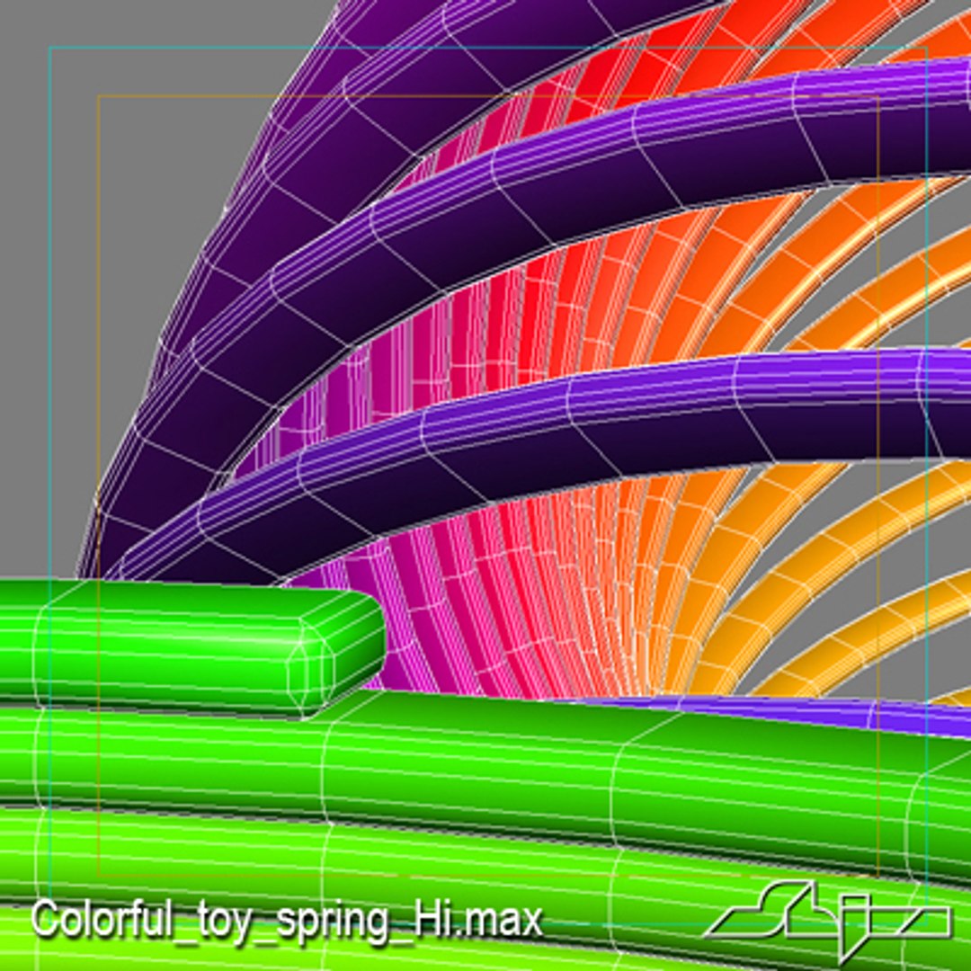 3ds max colorful toy spring