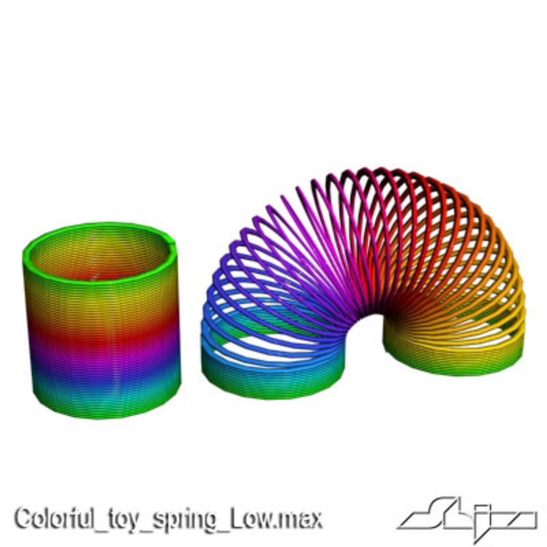 3ds max colorful toy spring