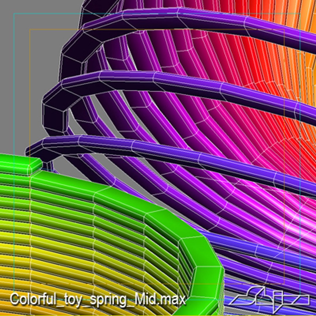 3ds max colorful toy spring