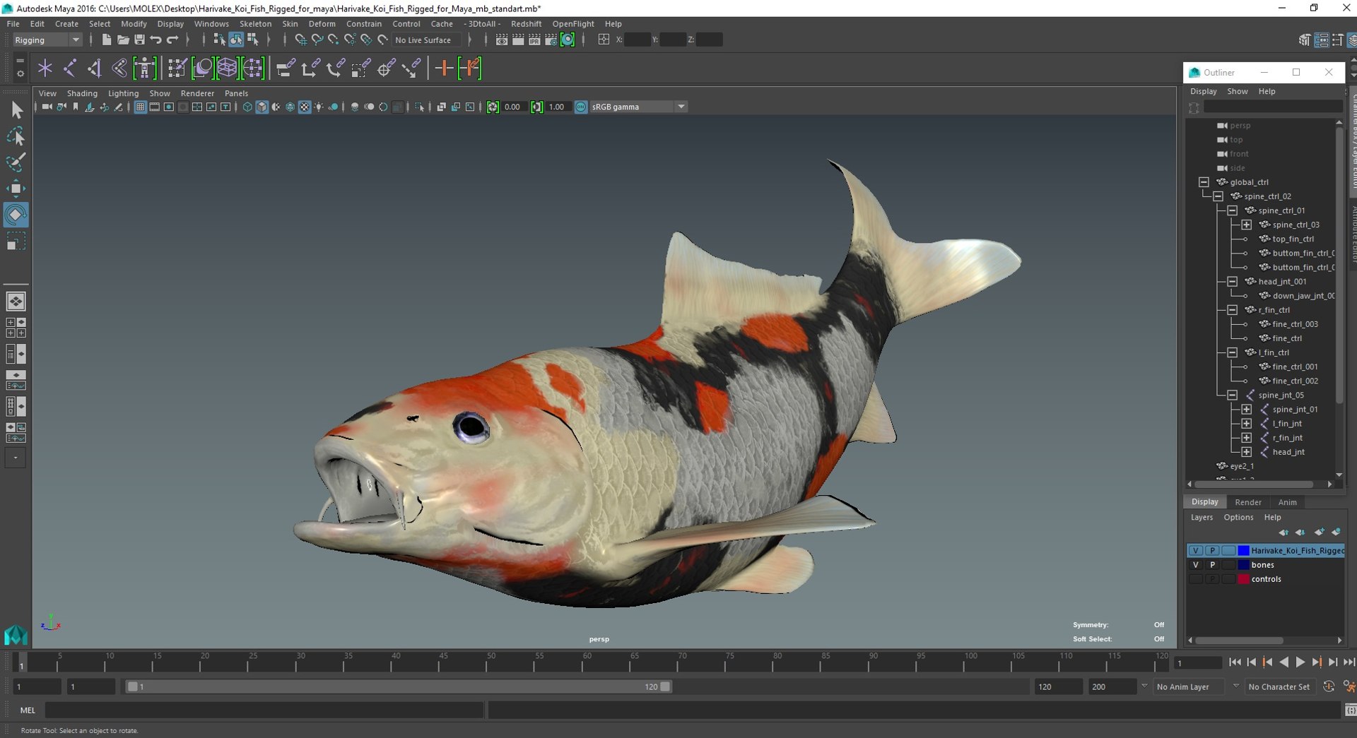 3D Harivake Koi Fish Rigged for Maya - TurboSquid 2145613