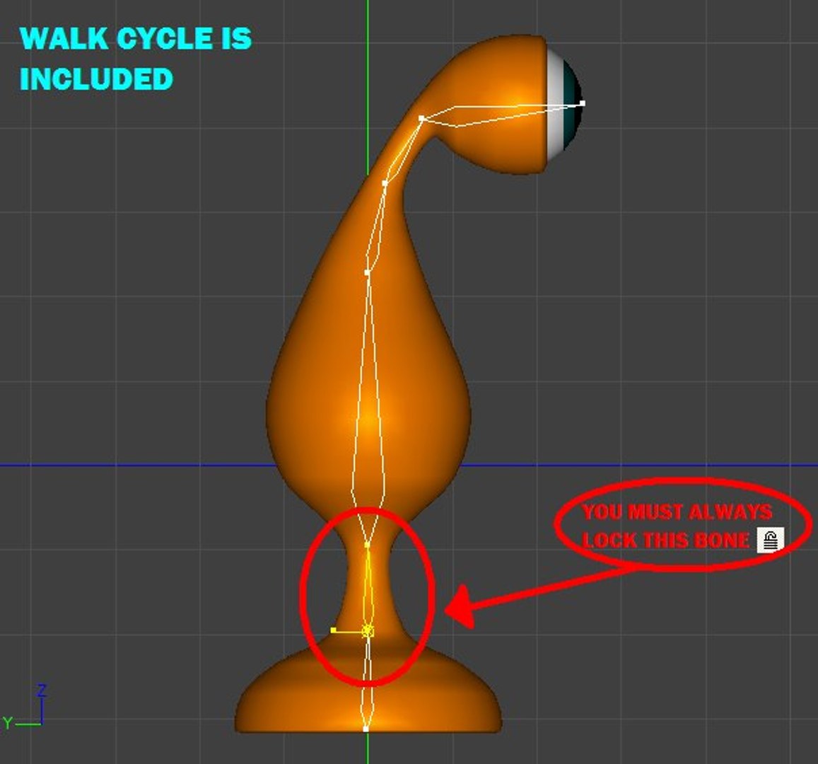 Free Eyed Monster Rig 3d Model