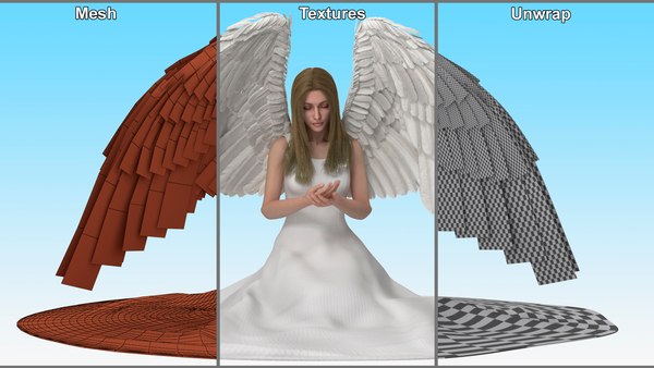 modelo 3d Chica Rubia Ángel Orando - TurboSquid 2223946