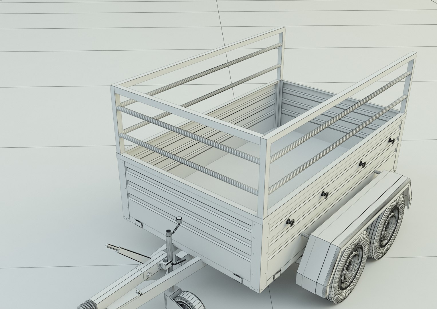 3D double axle trailer model - TurboSquid 2061635