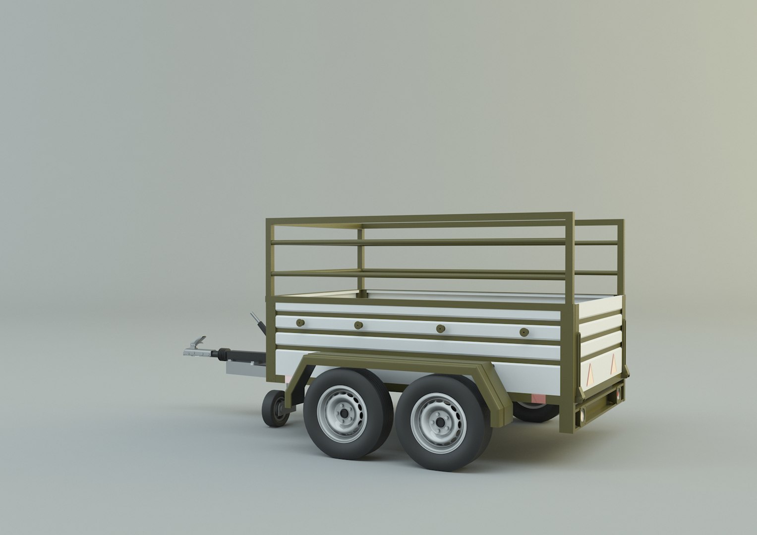3D Double Axle Trailer Model - TurboSquid 2061635