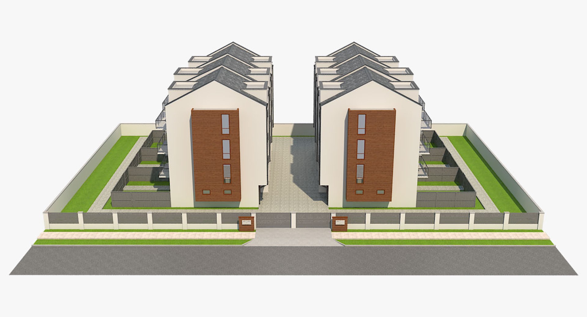 3D Apartment Buildings Block 2 Model - TurboSquid 1390067
