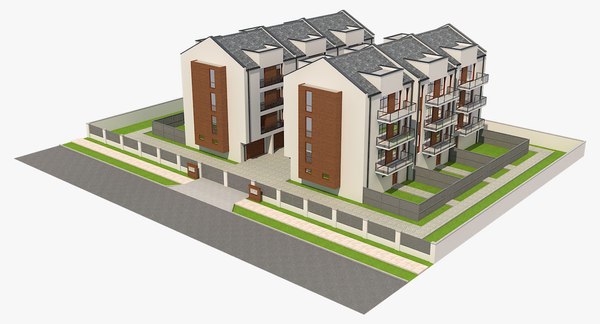 3D apartment buildings block 2 model - TurboSquid 1390067
