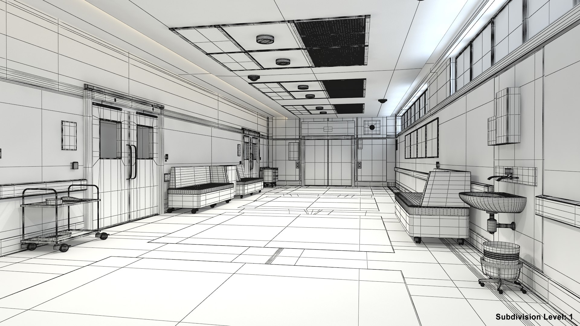 Hospital Corridor 3D Model - TurboSquid 2134512