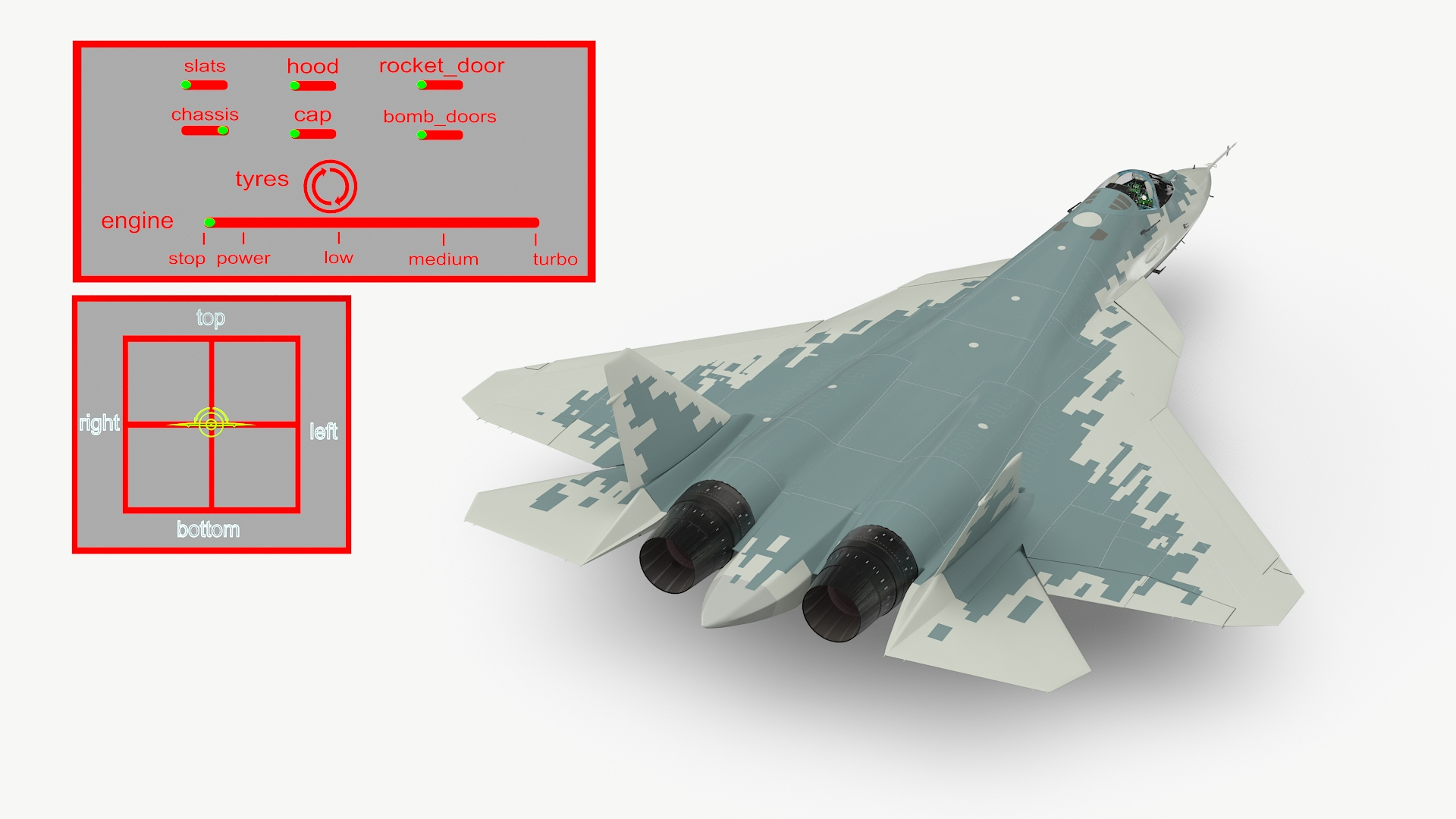 Su57 Twin Engine Stealth Aircraft Grey Camo Rigged 3D Model ...