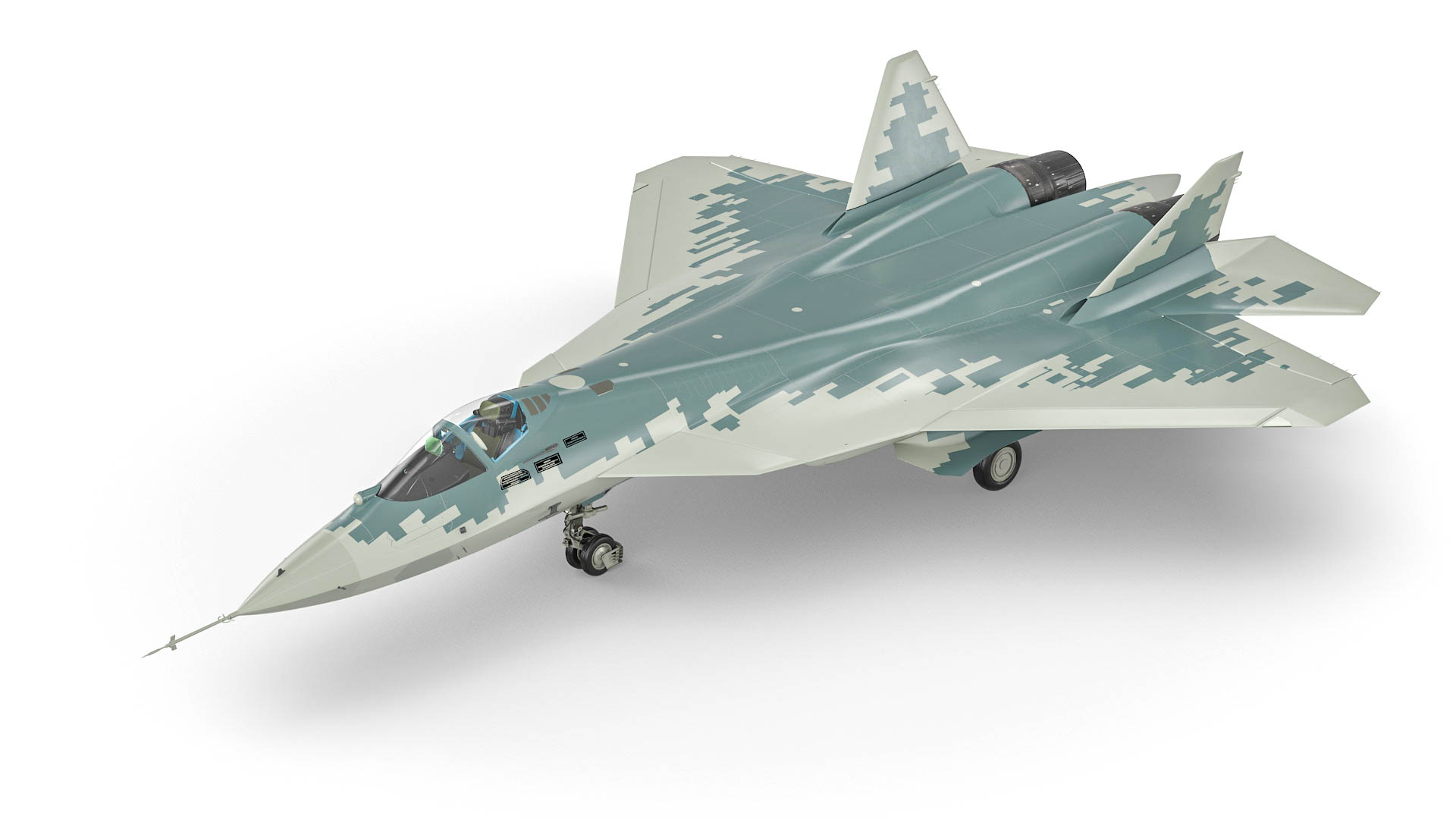 Su57 Twin Engine Stealth Aircraft Grey Camo Rigged 3D Model ...