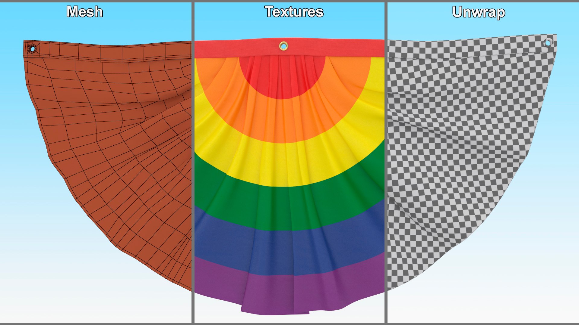 3D Model Rainbow Pride Bunting Flag - TurboSquid 2116142