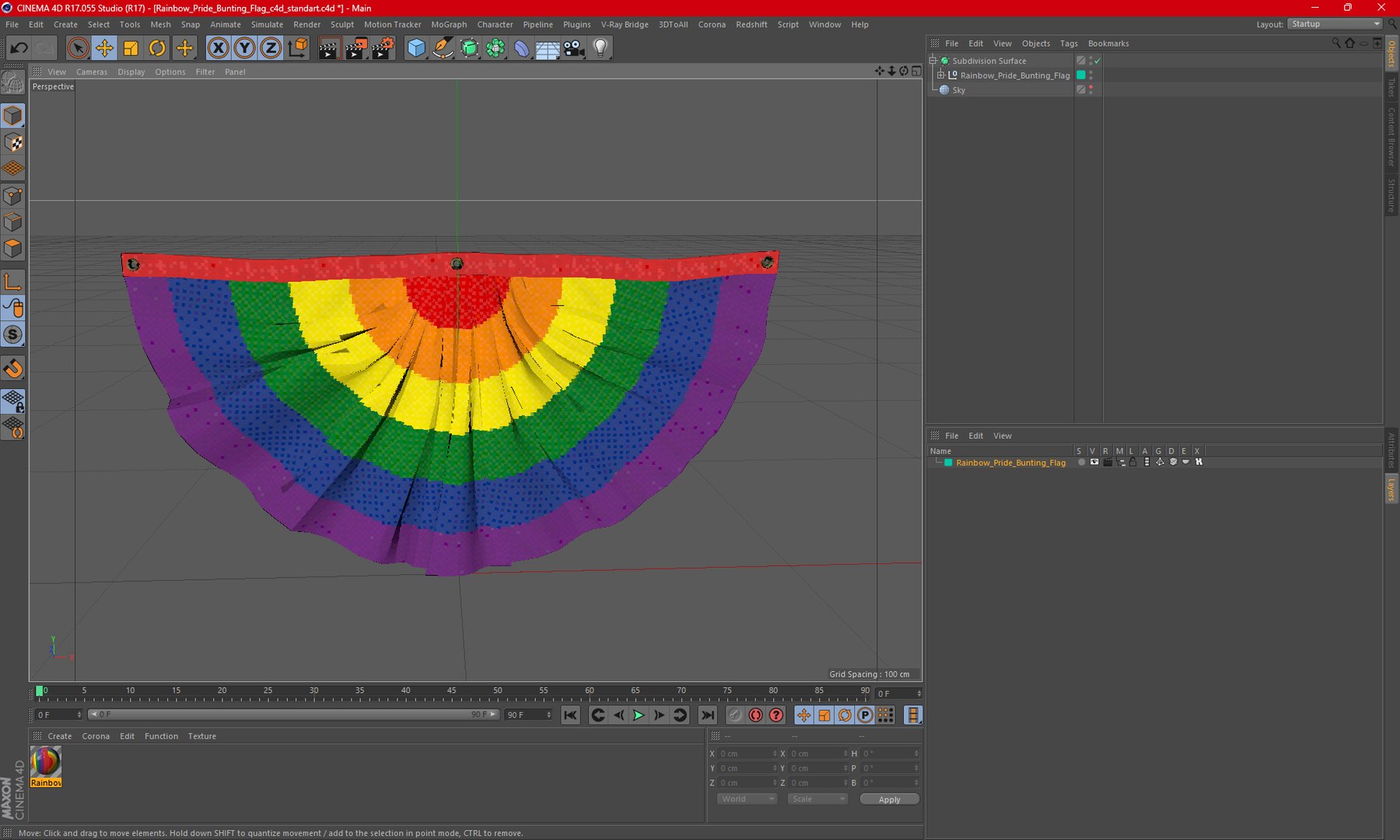 3D Model Rainbow Pride Bunting Flag - TurboSquid 2116142
