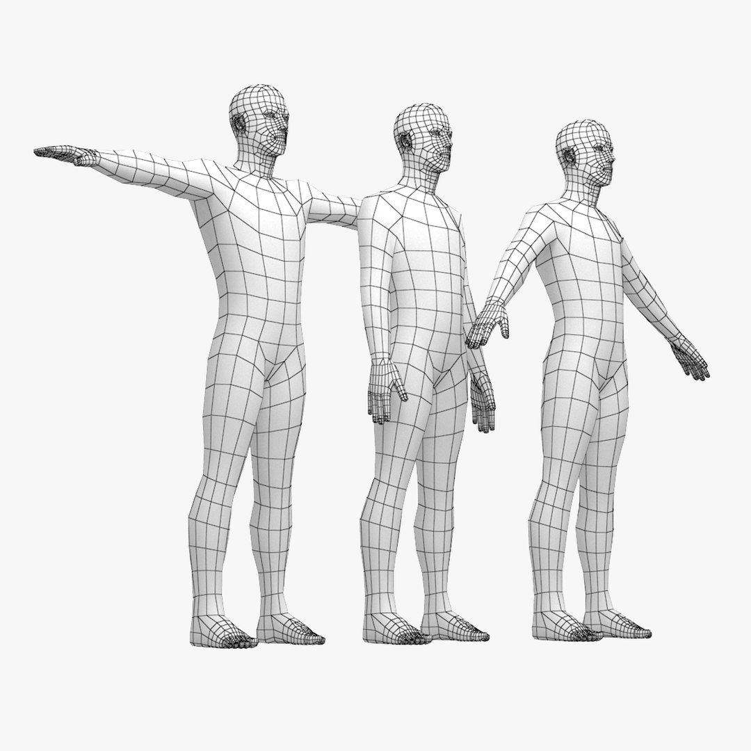 3D Natural Male In 3 Modeling Poses Base Mesh - TurboSquid 2209817