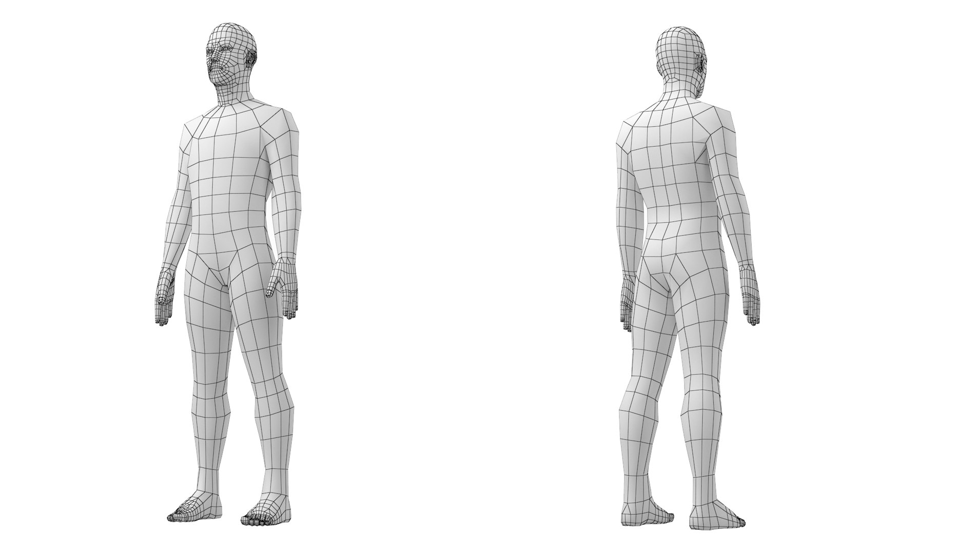 3D Natural Male In 3 Modeling Poses Base Mesh - TurboSquid 2209817
