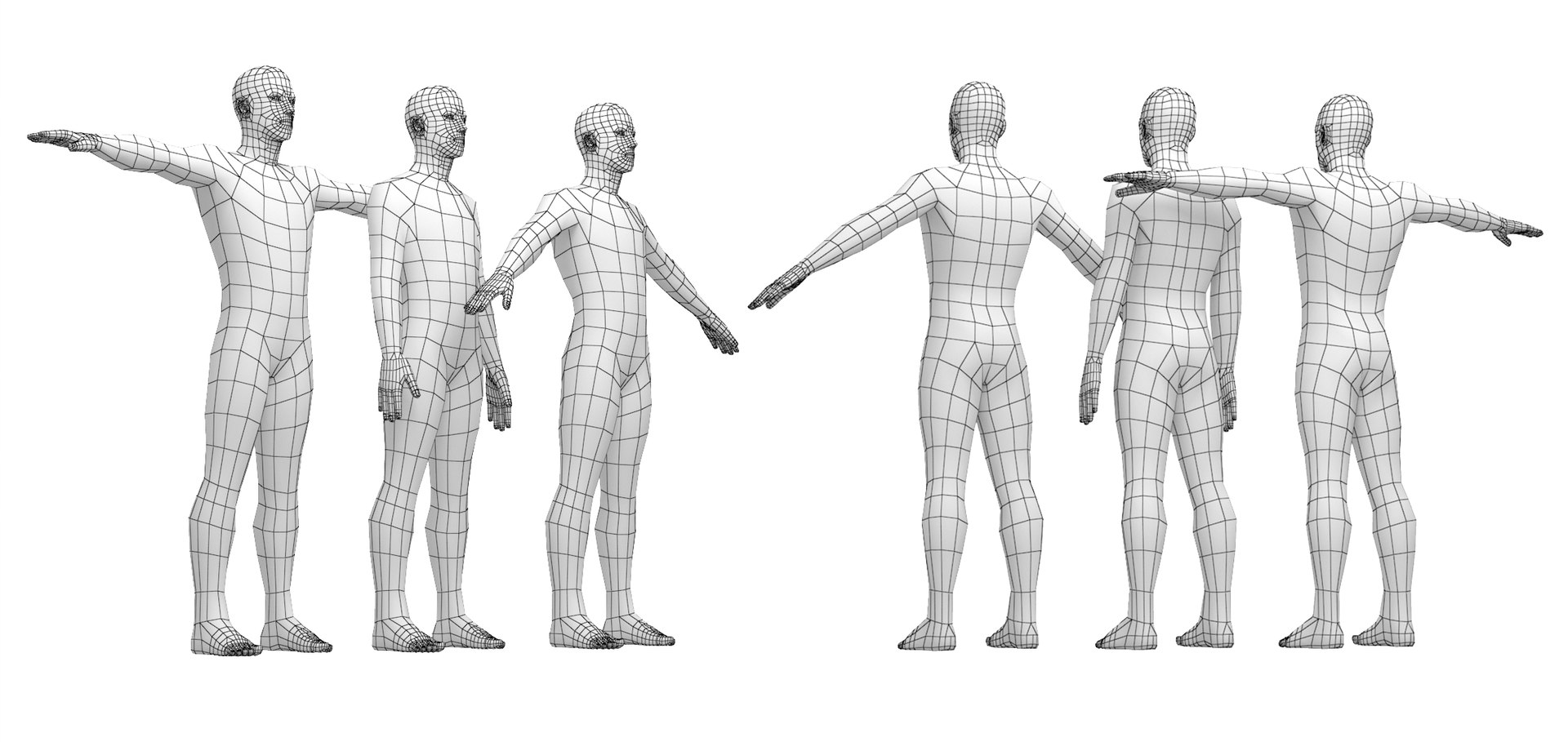 3D Natural Male In 3 Modeling Poses Base Mesh - TurboSquid 2209817