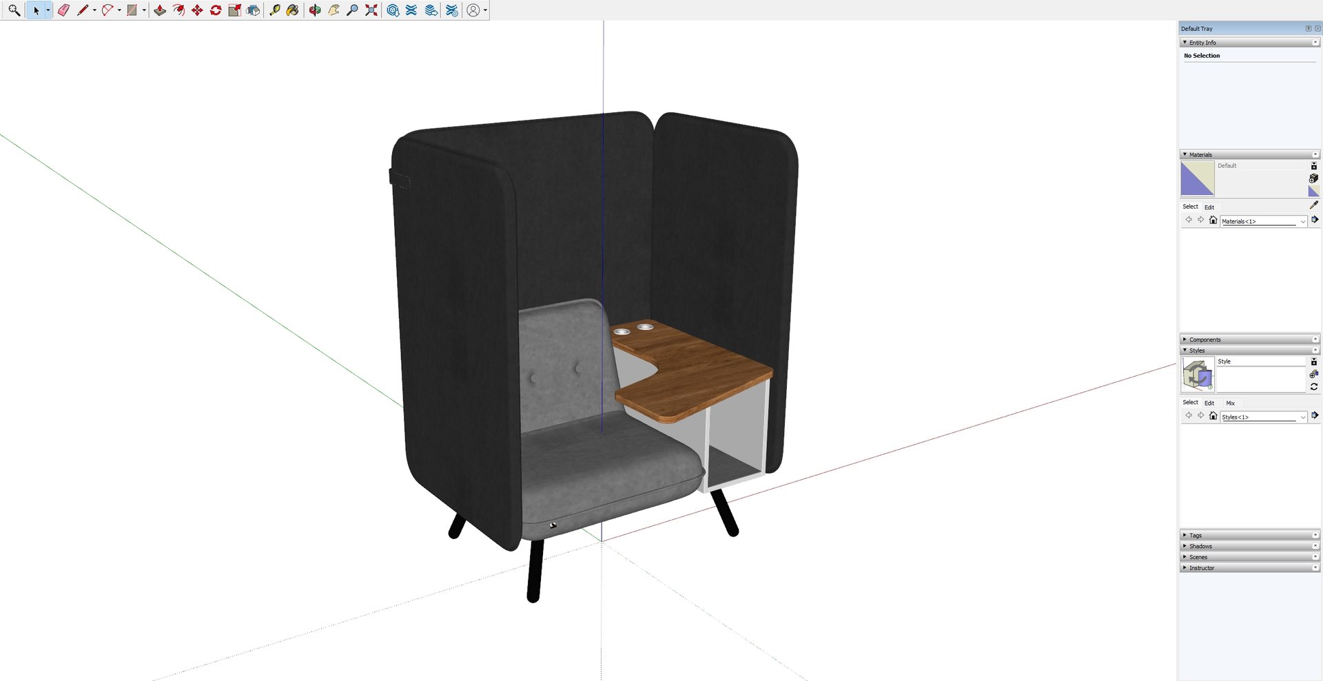 3D One Seater Sofa With Writing Tablet Booth - Koenig Neurath - TurboSquid 2190477