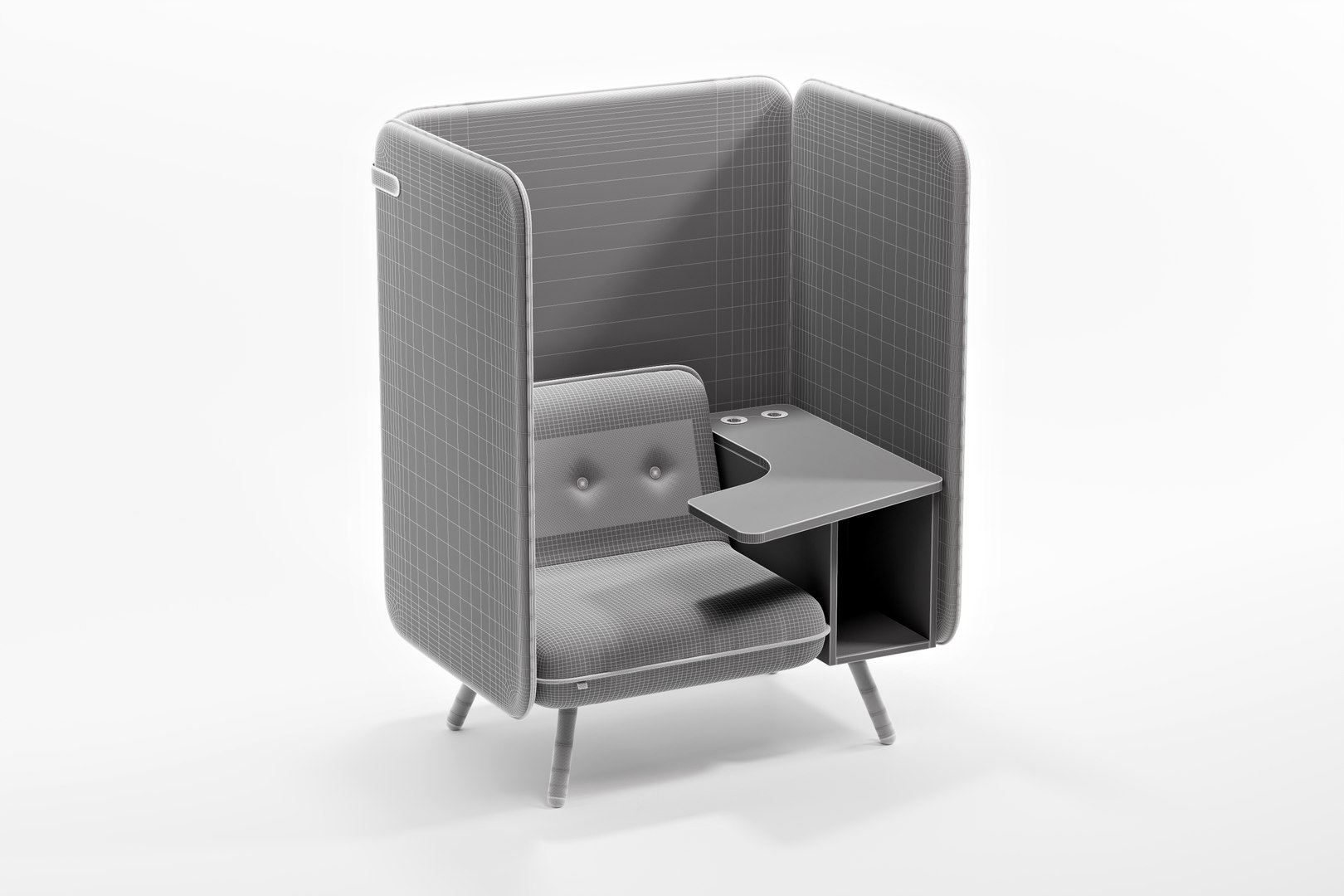 3D One Seater Sofa With Writing Tablet Booth - Koenig Neurath - TurboSquid 2190477