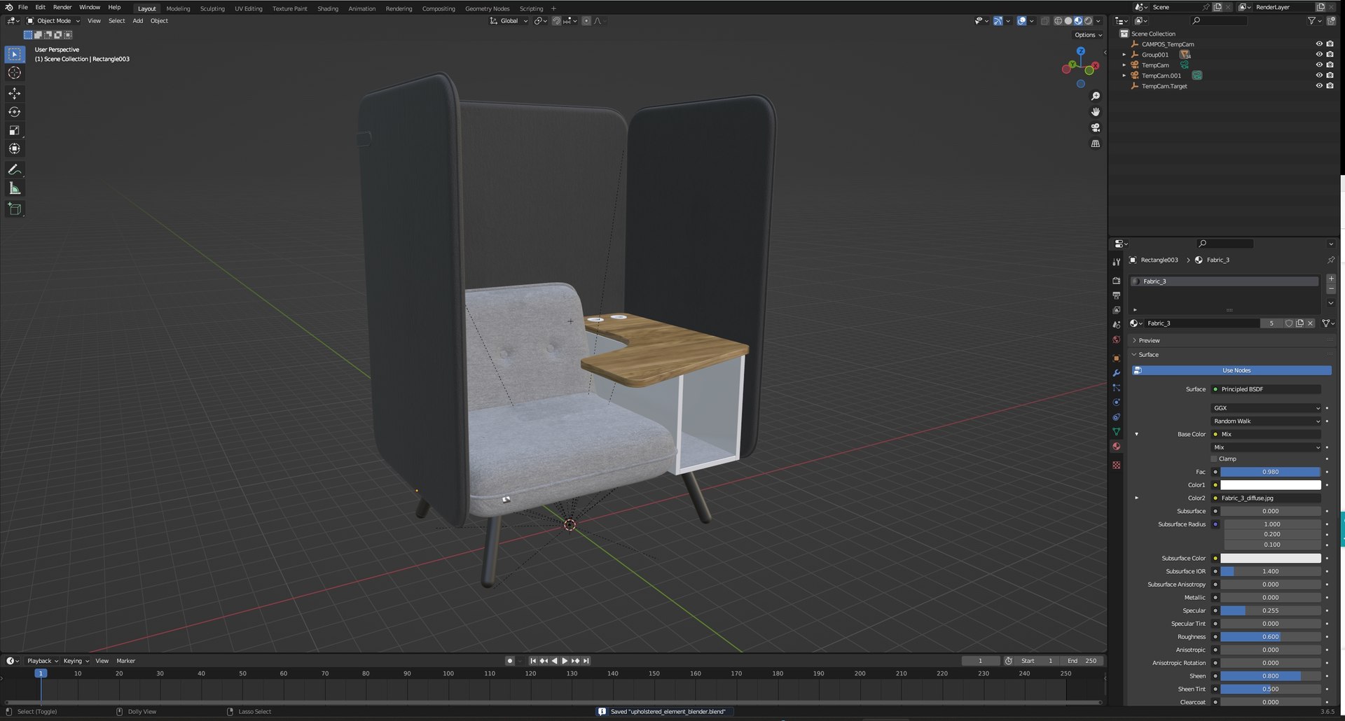 3D One Seater Sofa With Writing Tablet Booth - Koenig Neurath - TurboSquid 2190477