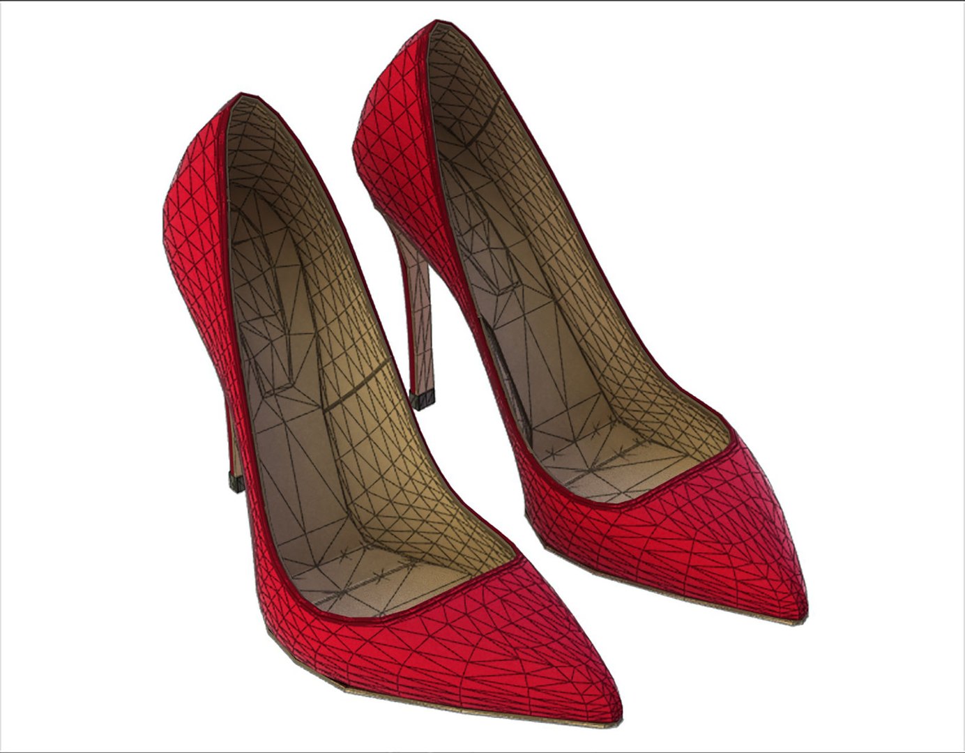3D red pointy-pumps heel model - TurboSquid 1519196