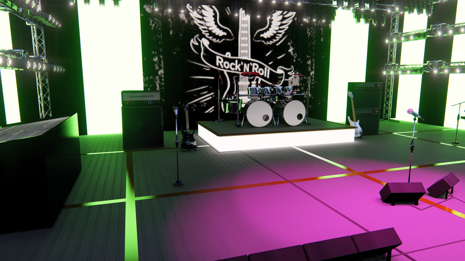 Music Stage Full Equiped 3D - TurboSquid 2122005