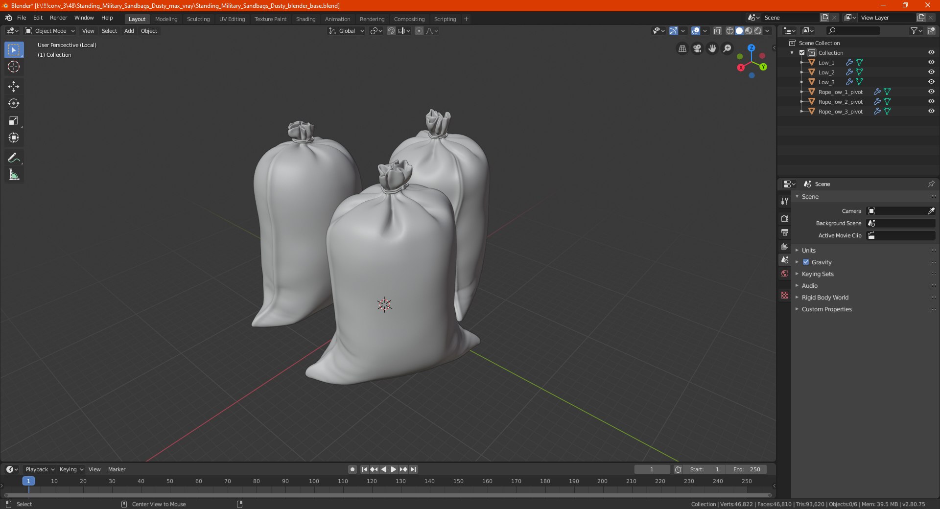 3D Model White Polypropylene Sandbags Dirty - TurboSquid 1778359