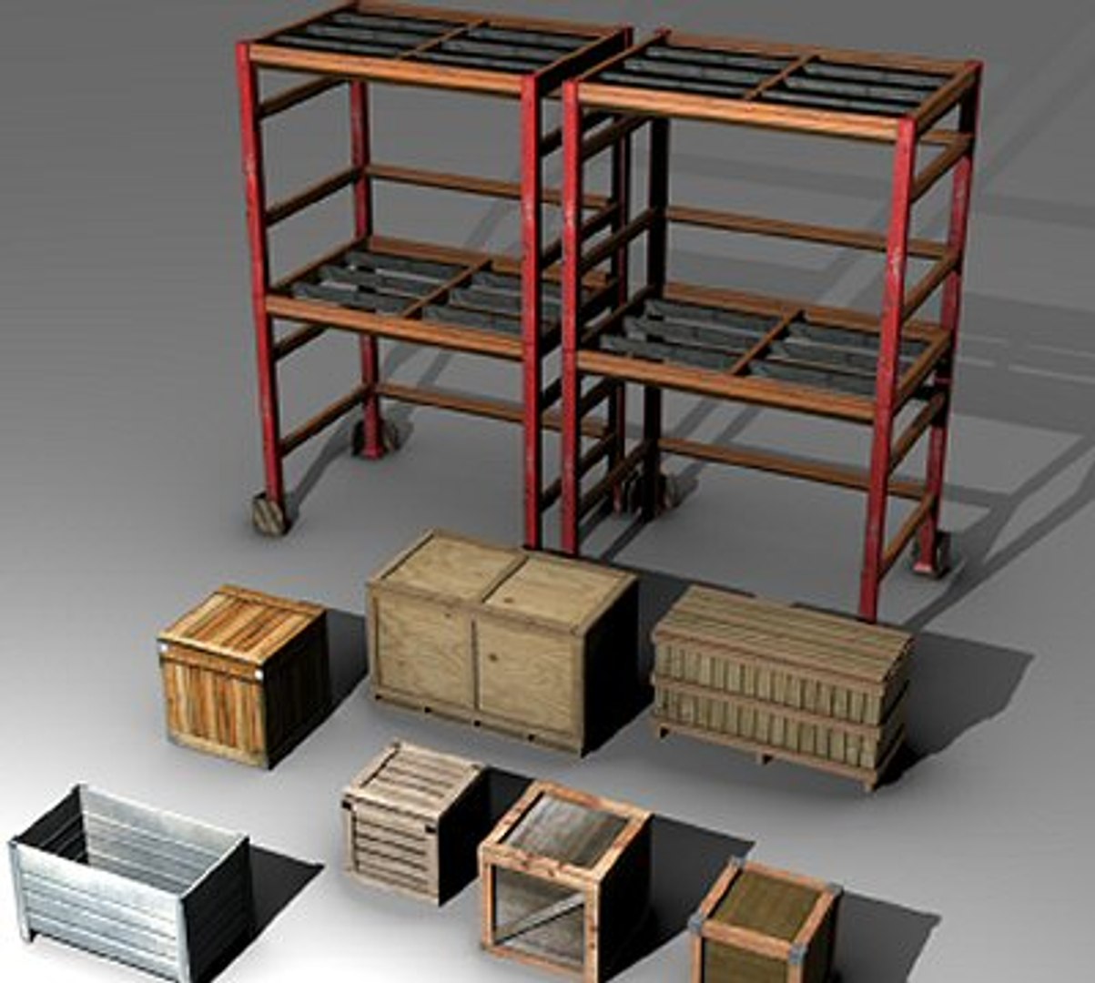 Set Crates 3d Model