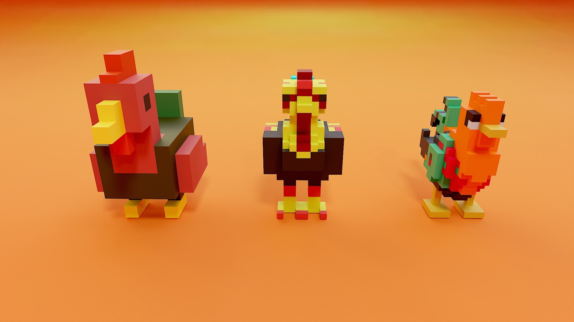 Hen Rooster Voxel Art Pack 3d Model 3D - TurboSquid 2182432
