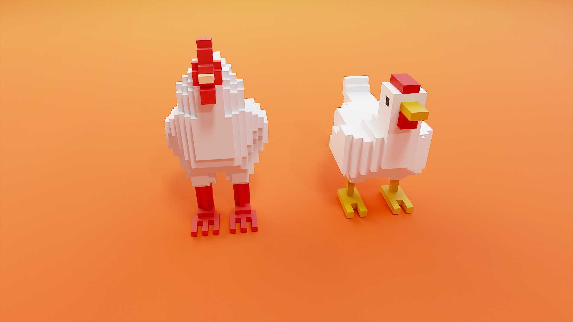Hen Rooster Voxel Art Pack 3d Model 3D - TurboSquid 2182432