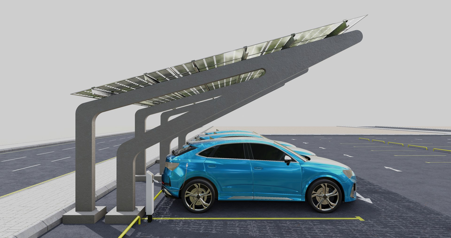 3D Solar Carport Type 5 Model - TurboSquid 2151935