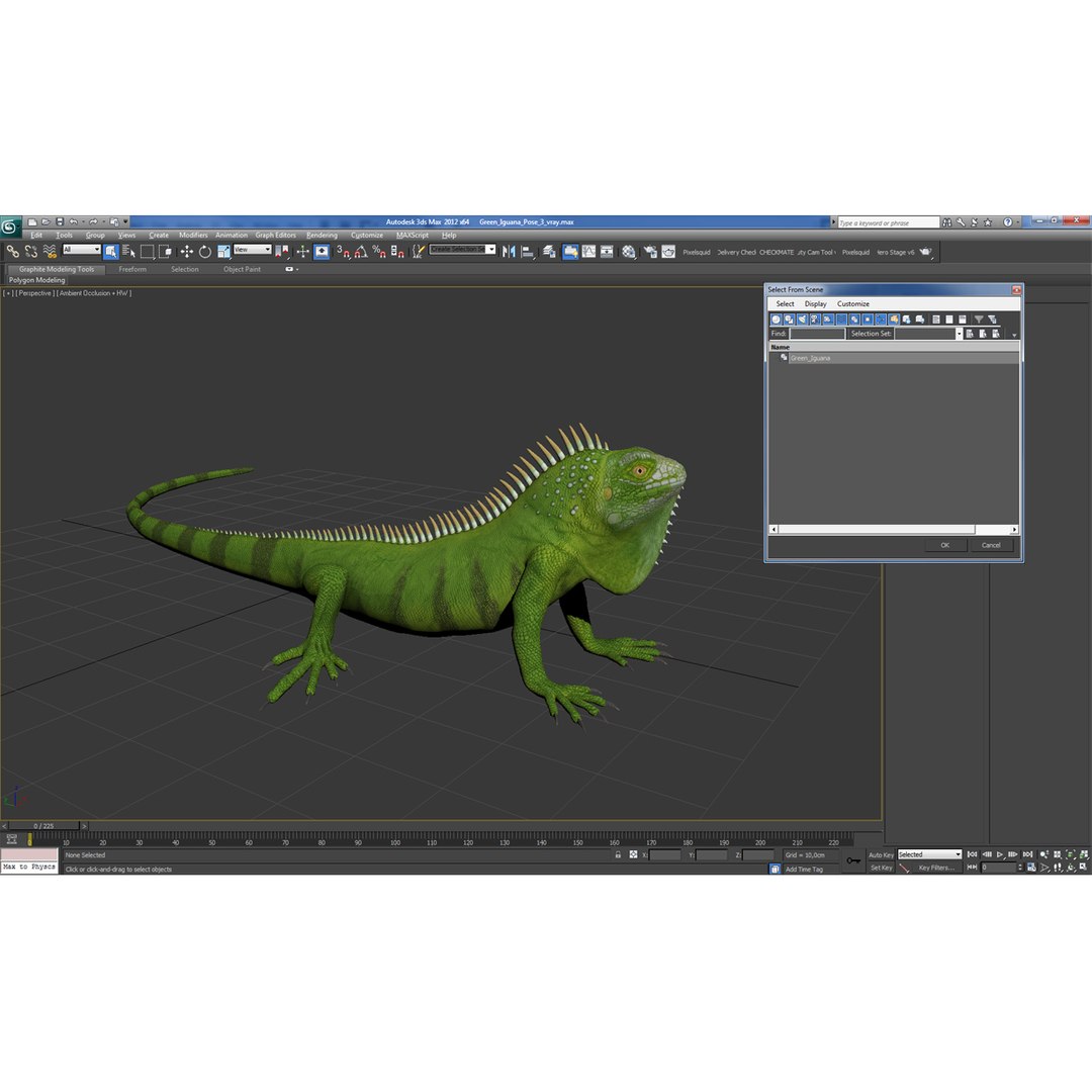 Green Iguana Pose 3 3d Model