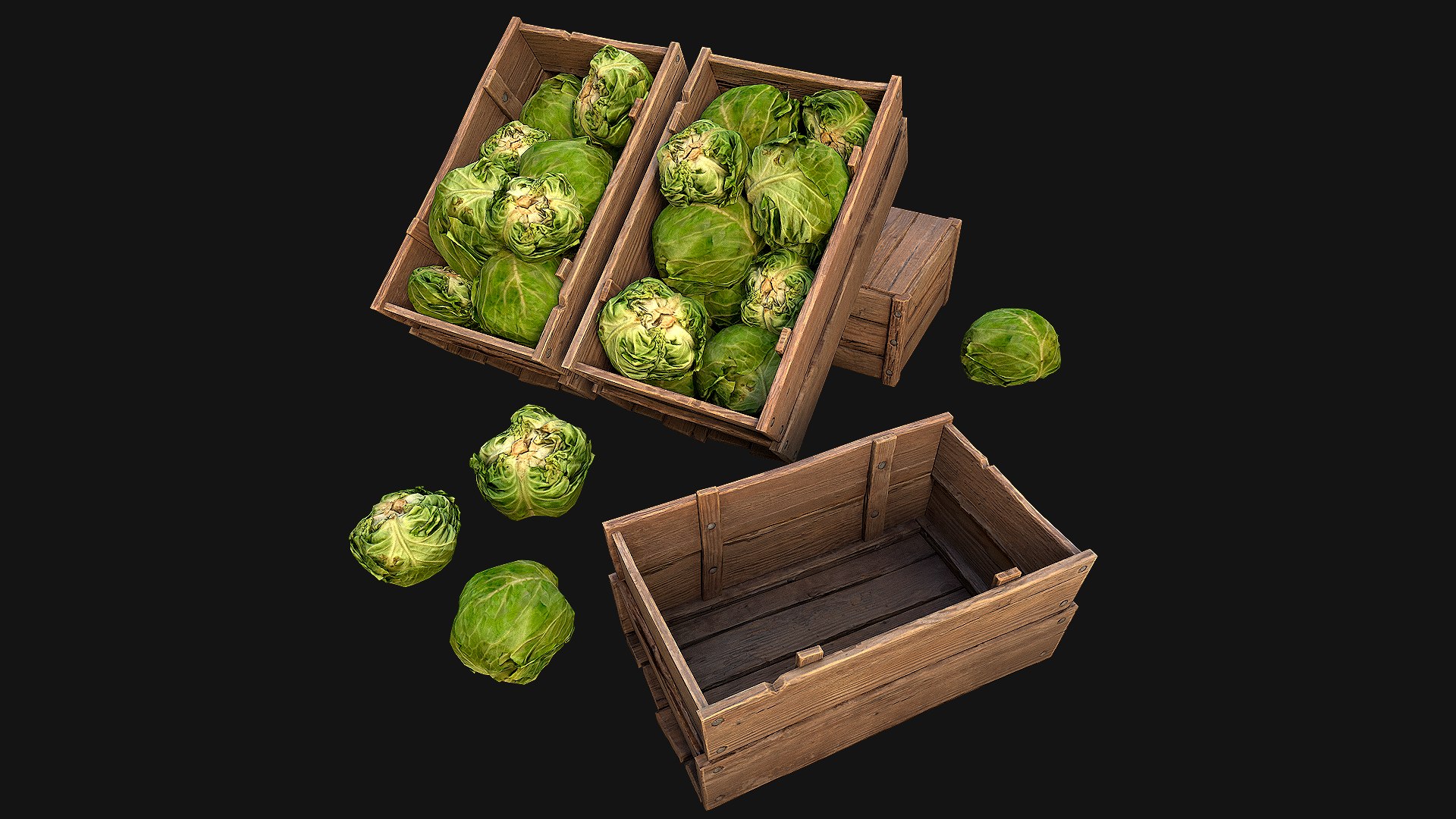 Cabbage Box Crate Stand 3D - TurboSquid 1924980