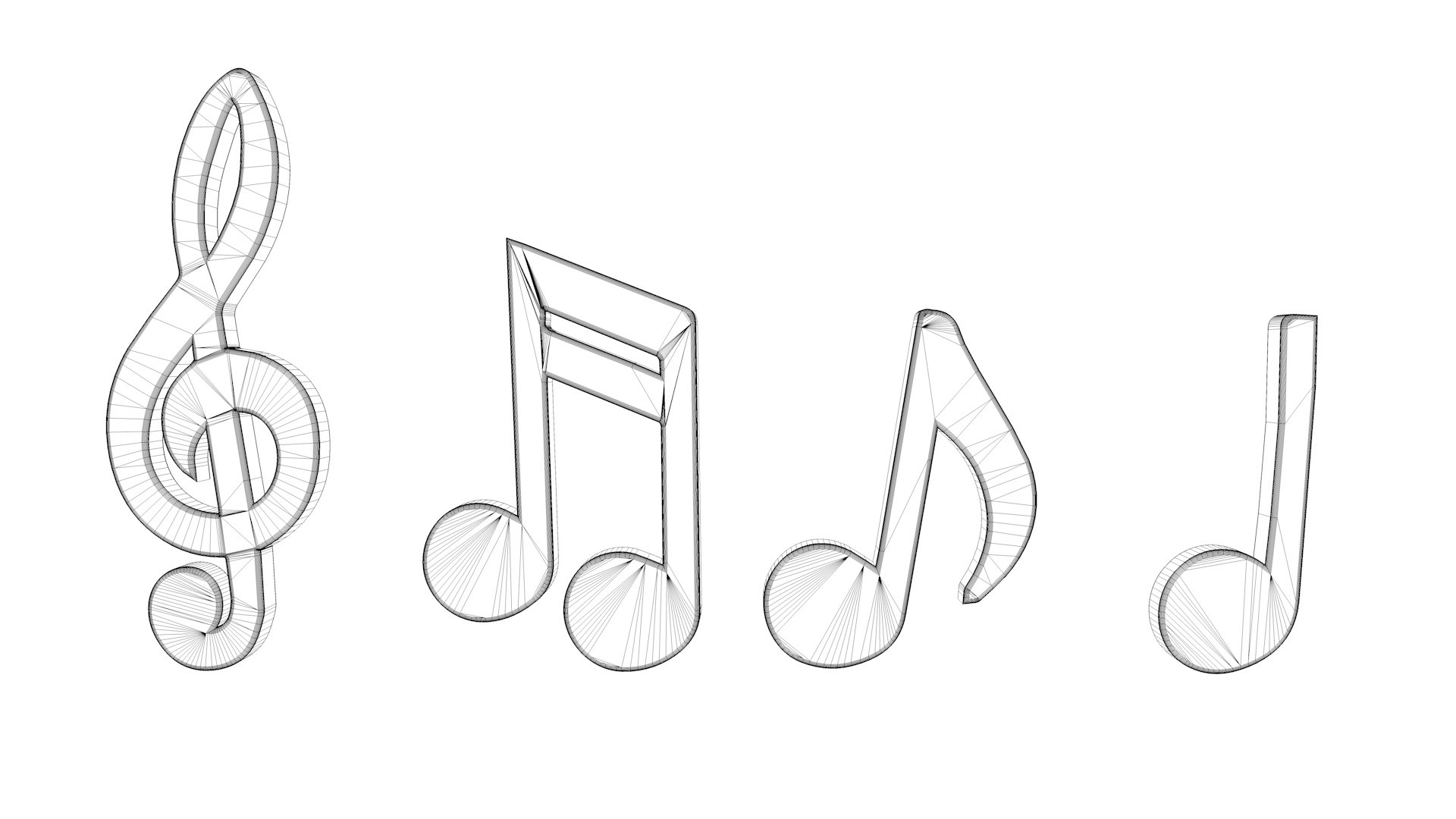 3D 4 In 1 Musical Notes Keys Model - TurboSquid 1762969