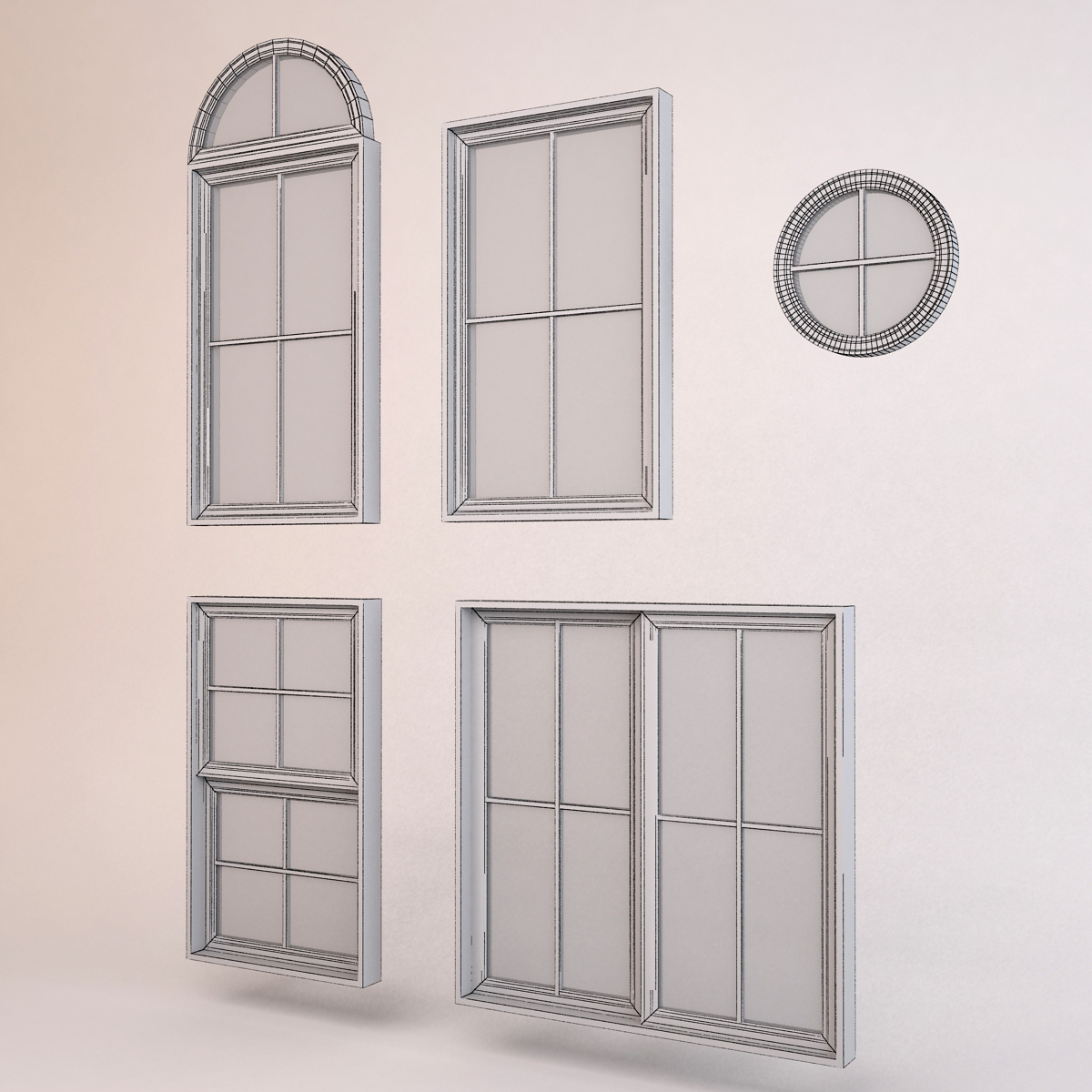 3d glass windows doors model